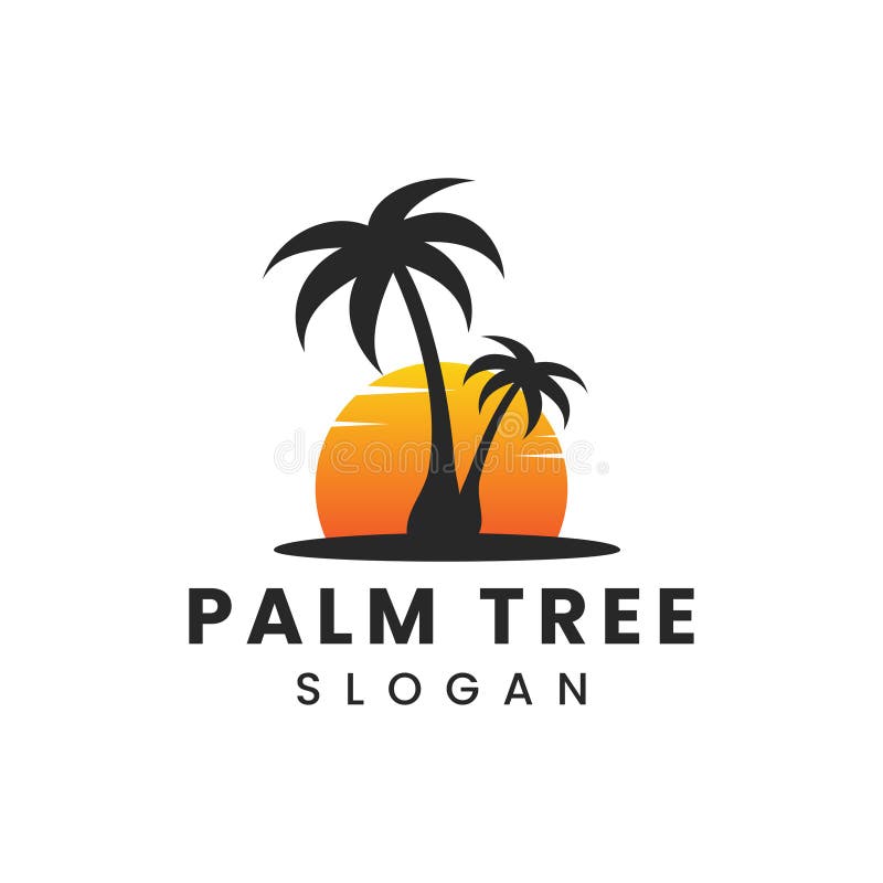 Palm Tree Logo. Sea Beach Logo Design. Tropical Palm Trees Island with ...