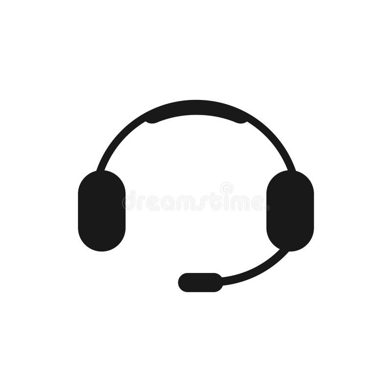 Headset Flat Icon of Support. Headphones Icon Vector Illustration ...