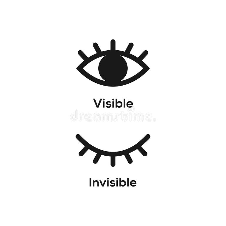 Hidden and View Eye Icon Vector. Seen and Unseen Eye Icon Set Stock ...