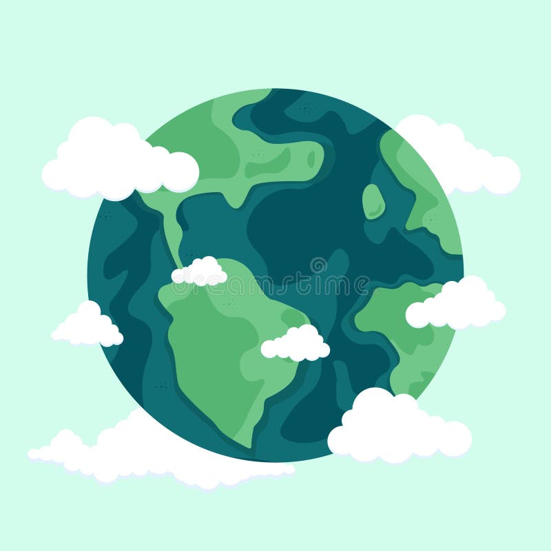 Happy Earth Day. Earth, is a Dark Green Globe with Clouds Stock ...