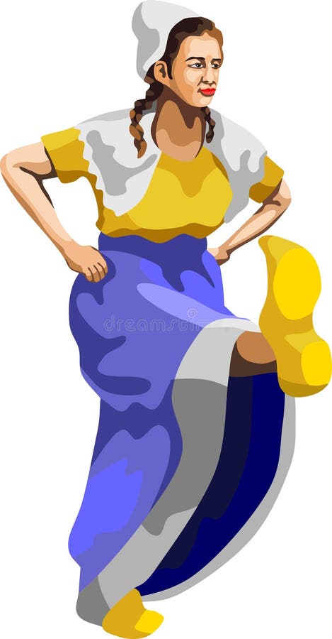 Dutch Traditional Dancer Girl Vector Stock Vector - Illustration of ...