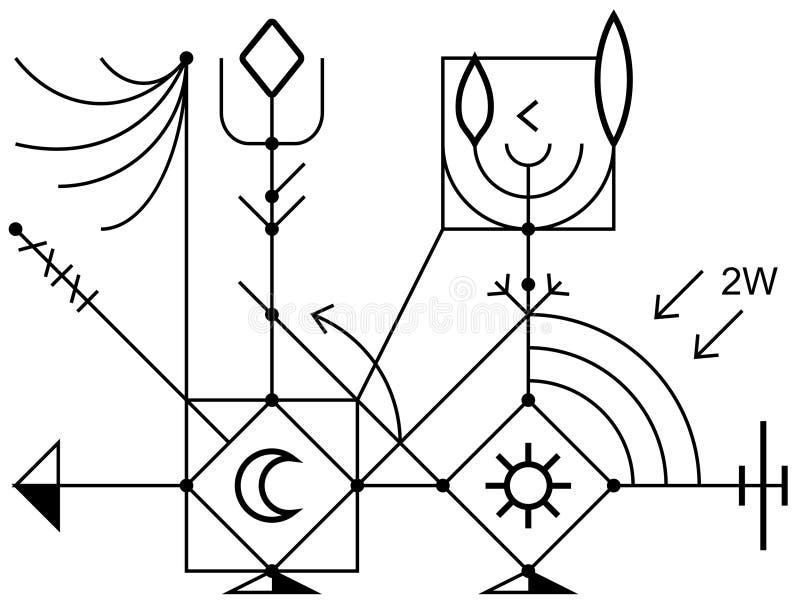 Esoteric Occult Sketch. Magician Abstract Line Drawing for Tattoo or ...
