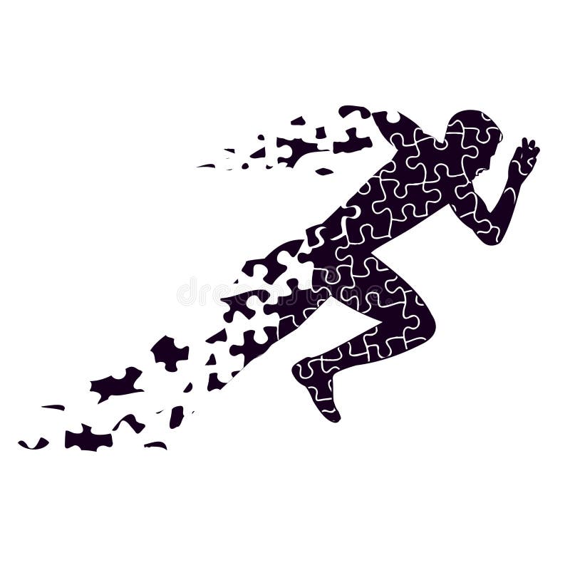 Running Puzzle Man Vector Illustration Stock Vector - Illustration of ...