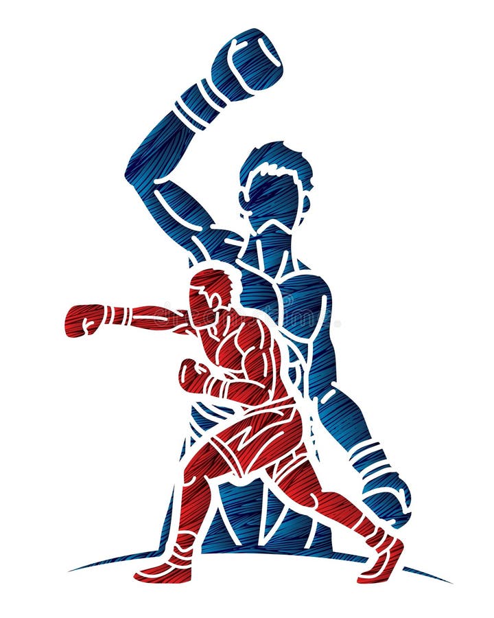 Group of Boxer Boxing Sport Kickboxing Muay Thai Mix Action Cartoon ...