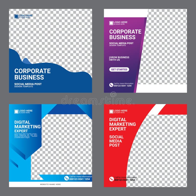 Social Media Marketing Post Design Template Packs Stock Vector ...