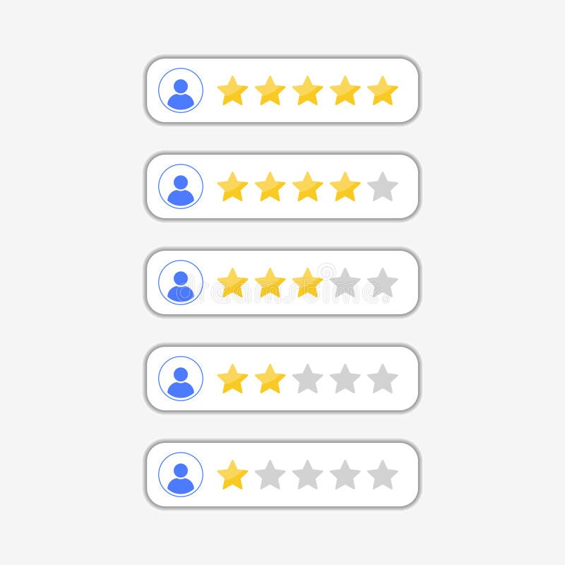 Set of Star Rating Design. Review Rating and Feedback Icons. Customer ...