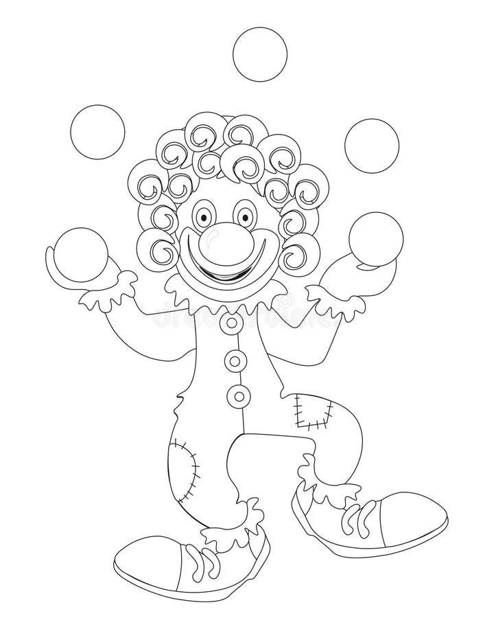 Cartoon Clown Line Drawing Vector Illustration Stock Vector ...