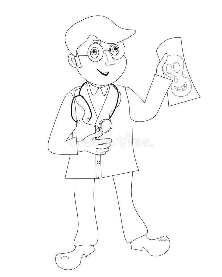 Doctor Line Drawing Vector Illustration Stock Vector - Illustration of ...