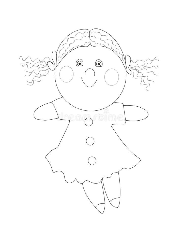 Doll Line Drawing Vector Illustration Stock Vector - Illustration of ...