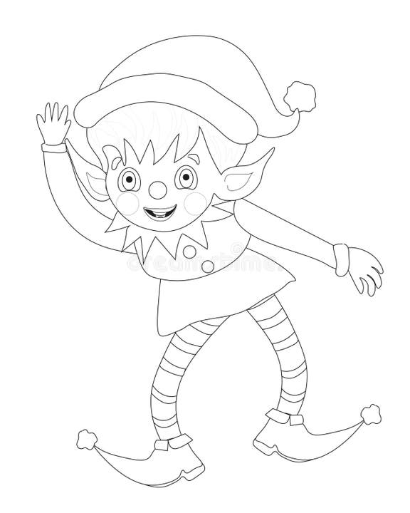 Elf Line Drawing Vector Illustration Stock Vector - Illustration of ...
