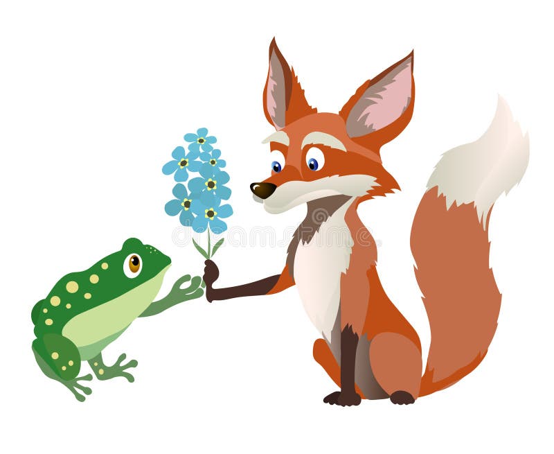 F is for Frog and Fox Vector Illustration Clipart Stock Illustration ...