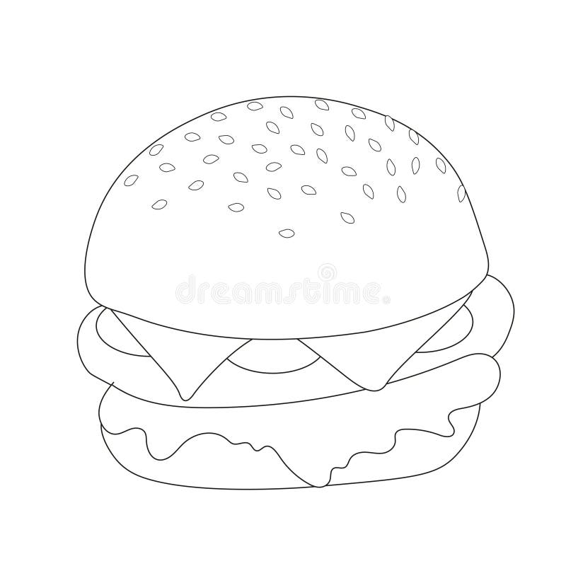 Hamburger Line Drawing Vector Illustration Stock Illustration ...
