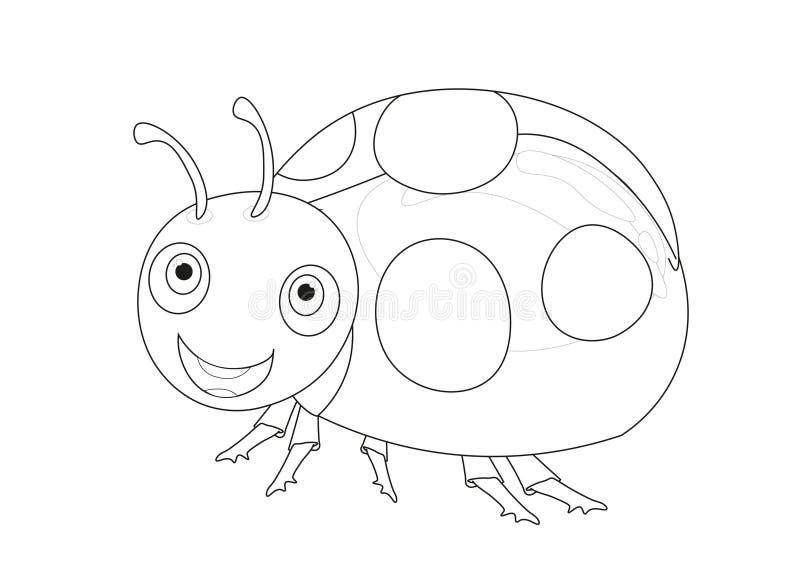 Ladybug Line Drawing Vector Illustration Stock Vector - Illustration of ...