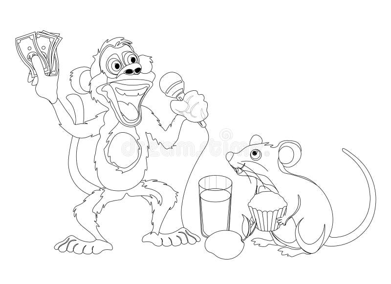 M is for Monkey Mouse Line Drawing Illustration Stock Illustration ...
