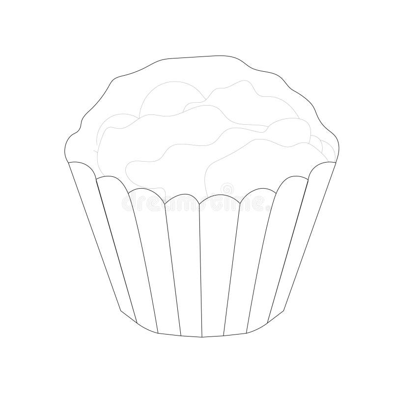 Muffin Line Drawing Vector Illustration Stock Vector - Illustration of ...