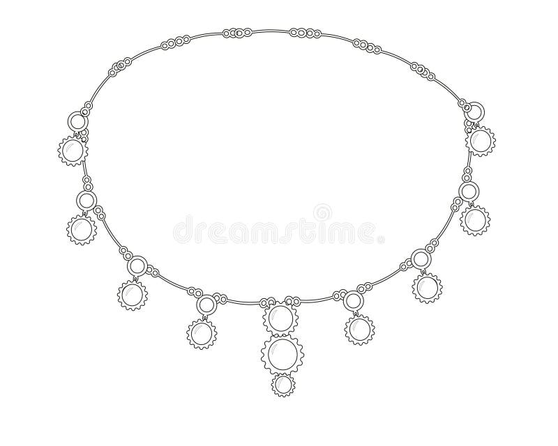 Ornate Necklace Line Drawing Vector Illustration Stock Vector ...
