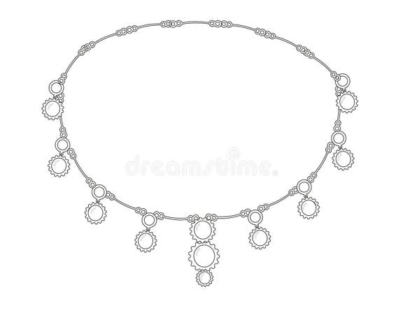 Ornate Necklace Line Drawing Vector Illustration Stock Vector ...