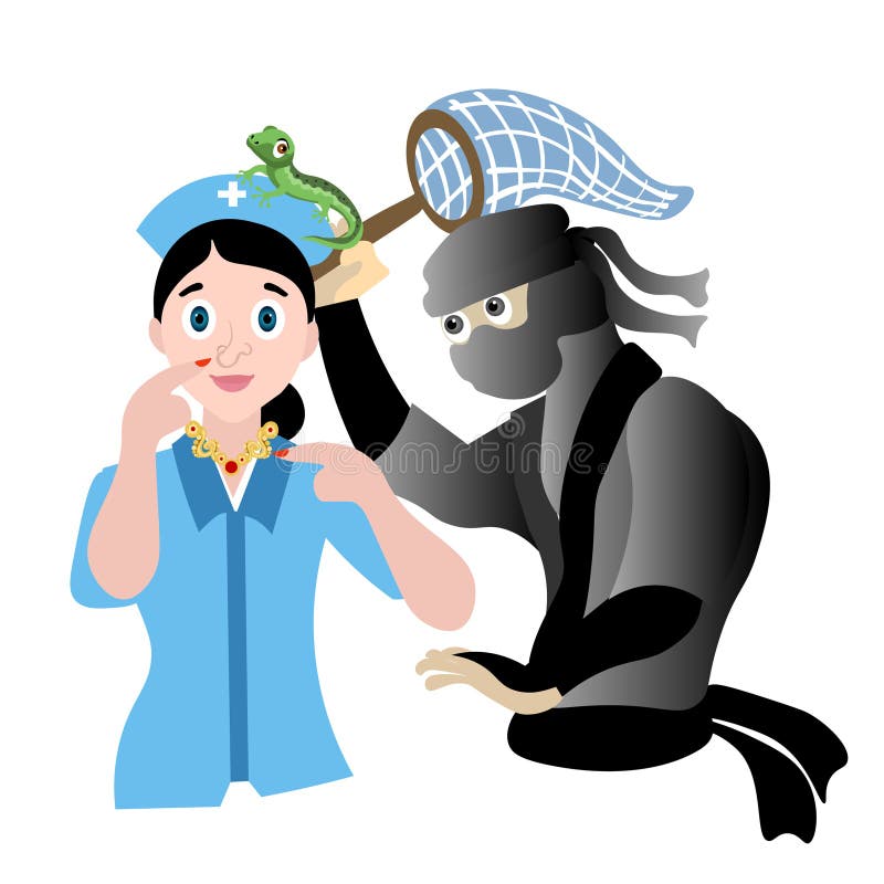 Ni is for Nurse and Ninja Vector Illustration Stock Illustration ...