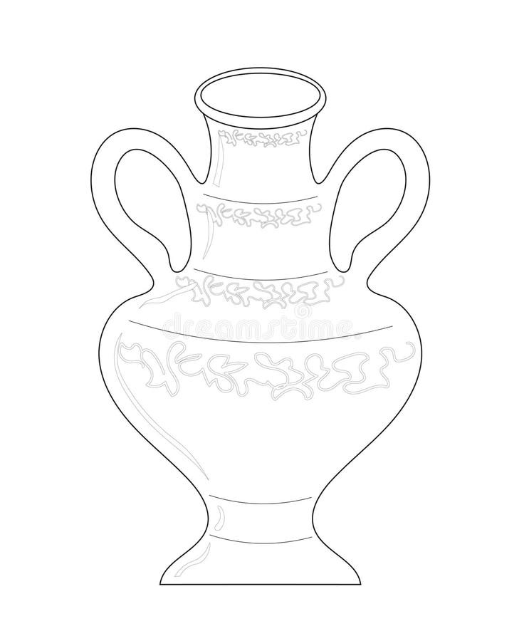 Vase Line Drawing Vector Illustration Stock Illustration - Illustration ...