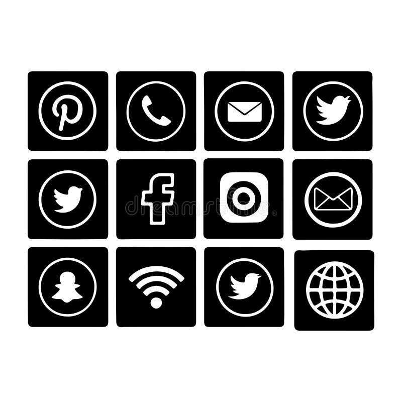 Facebook Twitter Icons Black And White