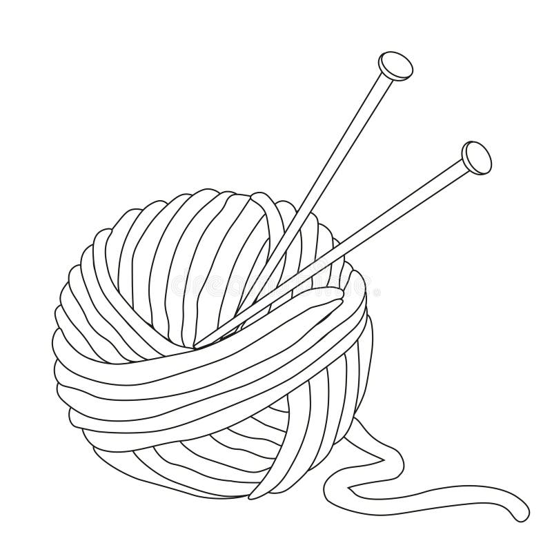 Yarn Outline Sketch Vector Illustration Stock Vector - Illustration of ...