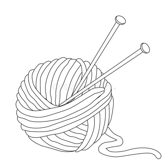 Yarn Outline Sketch Vector Illustration Stock Vector - Illustration of ...