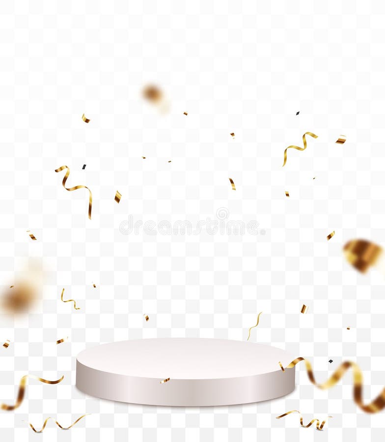 Winner Podium with Gold Confetti Celebration on Transparent Background ...