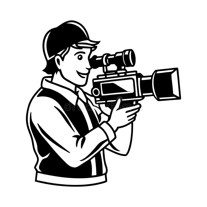 Vector Illustration of a Videographer or Cameraman Holding a Video ...