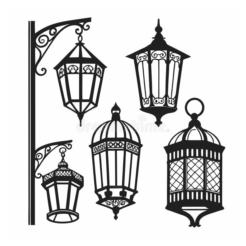 Various Street Lamps and Lanterns Arranged Together, Demonstrating a ...