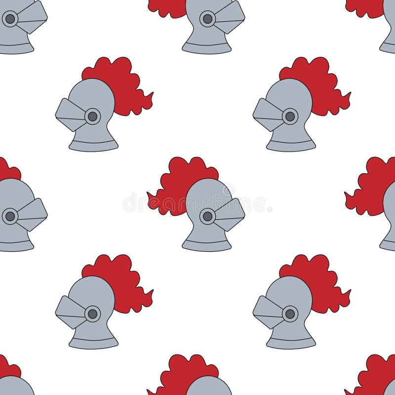 Seamless Pattern with Knight Helmet. Vector Flat Illustration. Stock ...