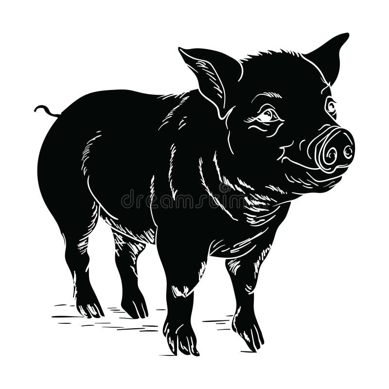 Pig hand drawing vector stock vector. Illustration of marine - 362921465