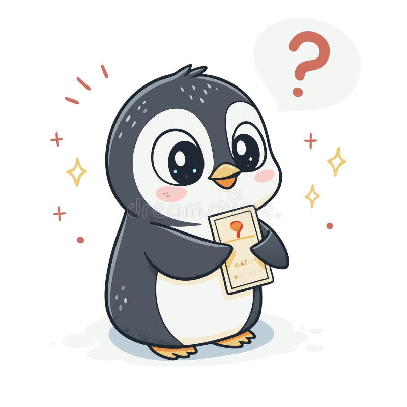 A Penguin Holds a Letter, Gazing at it with a Look of Curiosity and ...