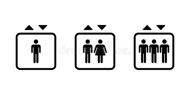 Elevator Lift Icons Man and Woman and Arrows Up Down Icons. Public ...