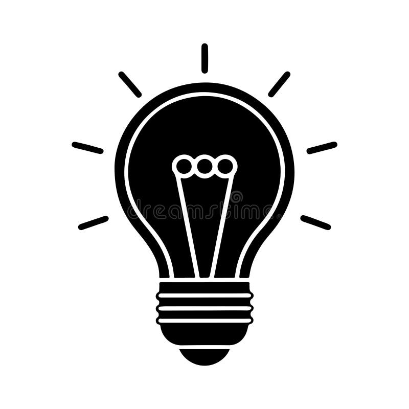 Silhouette of a Classic Incandescent Light Bulb with a Thick Outline ...