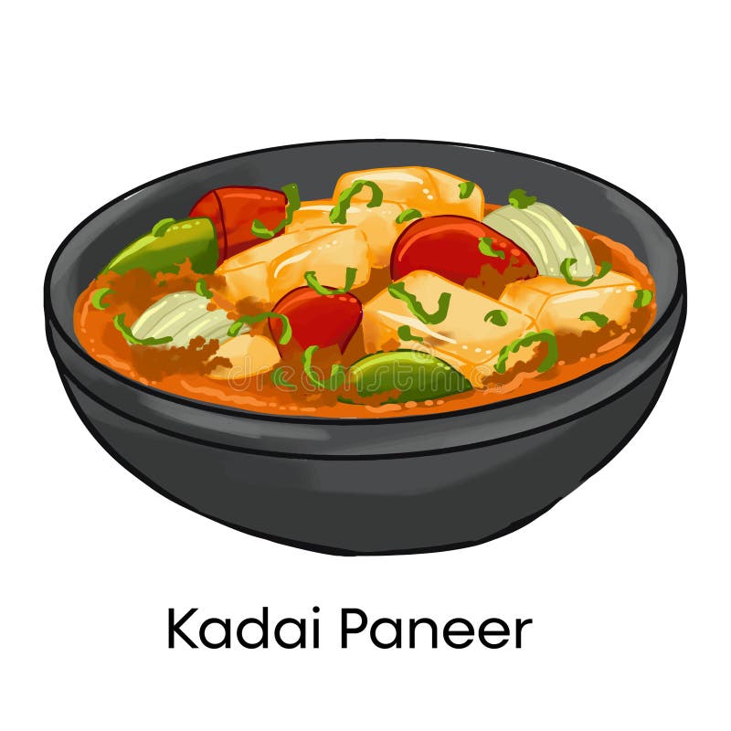 Indian Food Art Authentic Indian Cuisine Illustration Stock ...