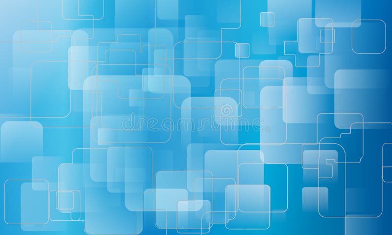 Blue Shiny Squares Shapes Technical Background. Glass Square Blue Stock ...