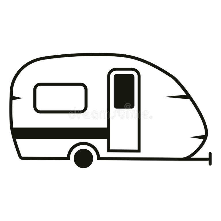 Minimalist Compact Caravan Line Art Icon with Defined Door and Window ...