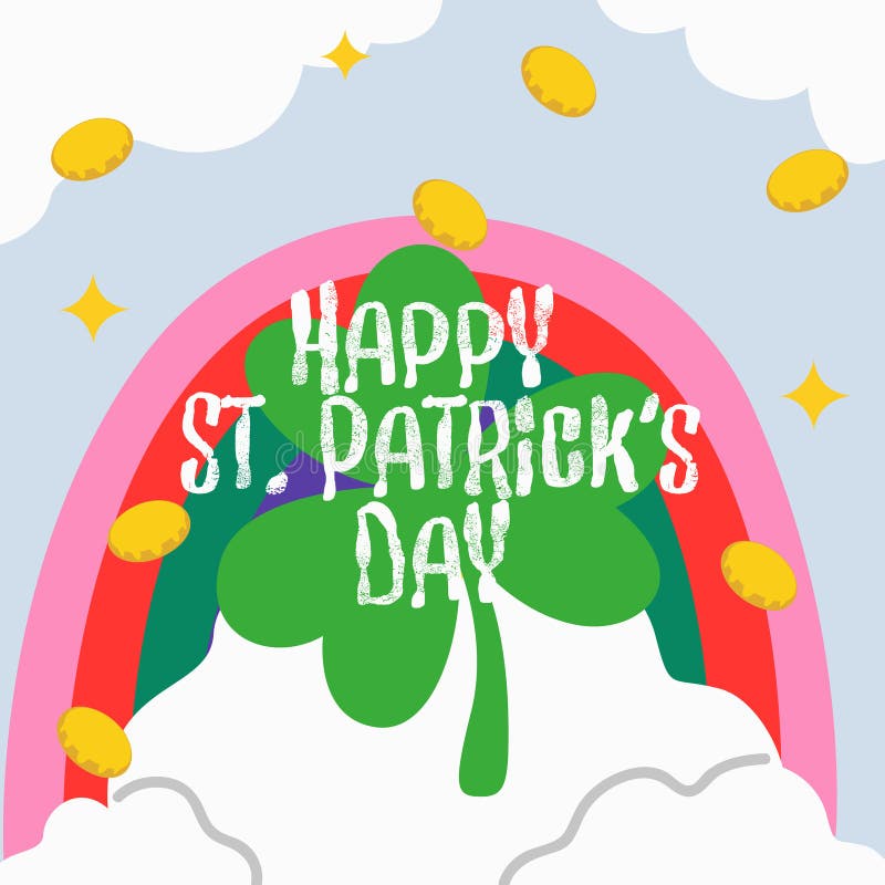 Happy St. Patrick S Day Retro Groovy Poster. Lucky Symbols Including ...