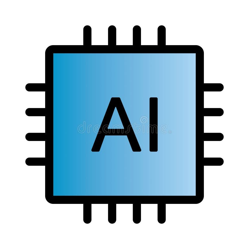 Artificial Intelligence Icon Circuit CPU Chip Symbol Vector ...