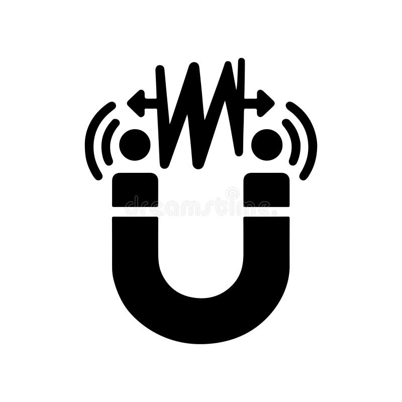 Icon Depicting a Stylized Magnet with a Wave Symbol Above it. Stock ...