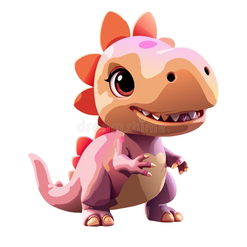 A Playful Cartoon Dinosaur with Striking Pink Hair and Pink Eyes ...