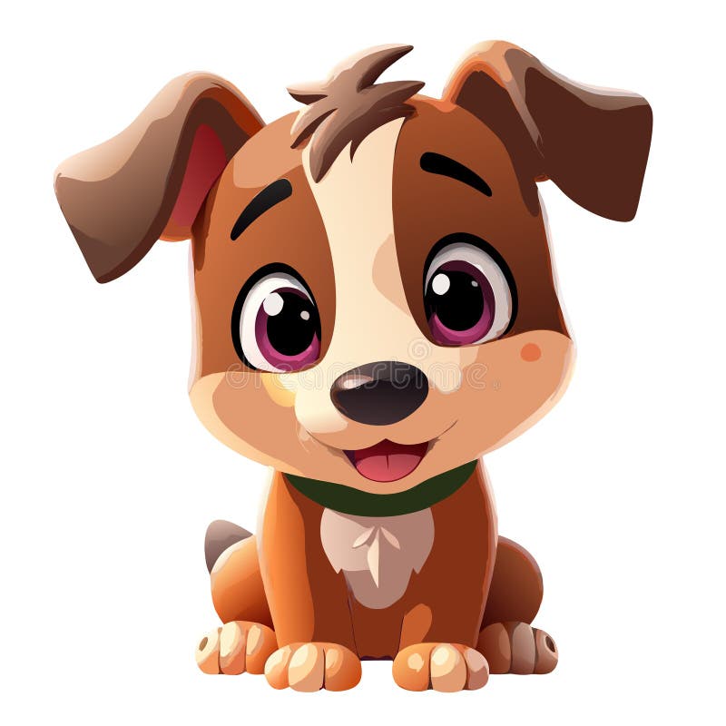 A Cartoon Dog Sporting a Collar and a Green Tag, Illustrating a ...