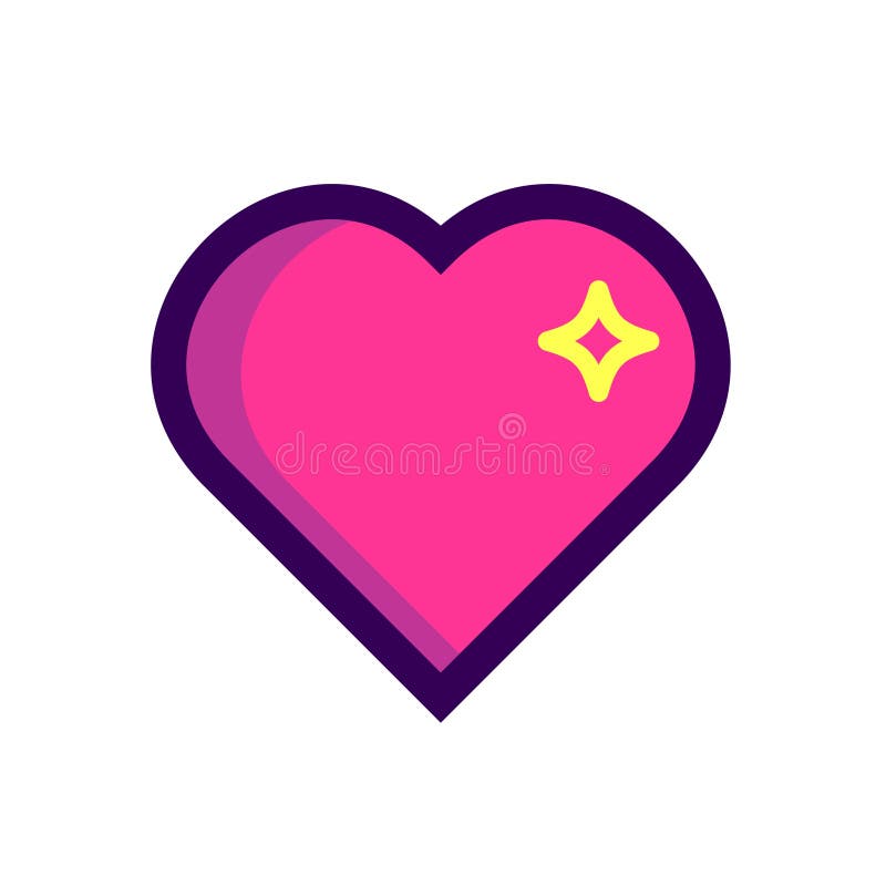 Vibrant Pink Heart Icon with Sparkle in Modern Cartoon Style Stock ...
