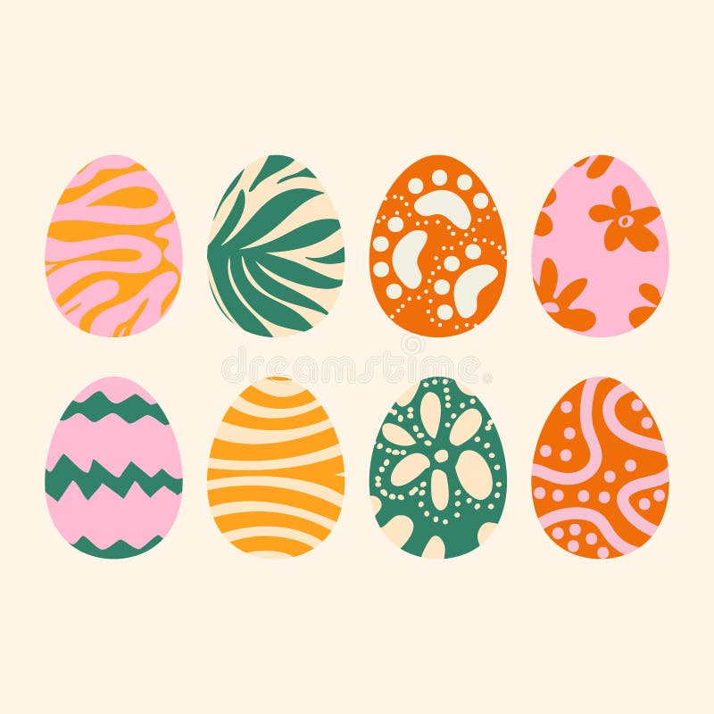 Retro Easter Eggs Collection - Decorative Set Stock Vector ...
