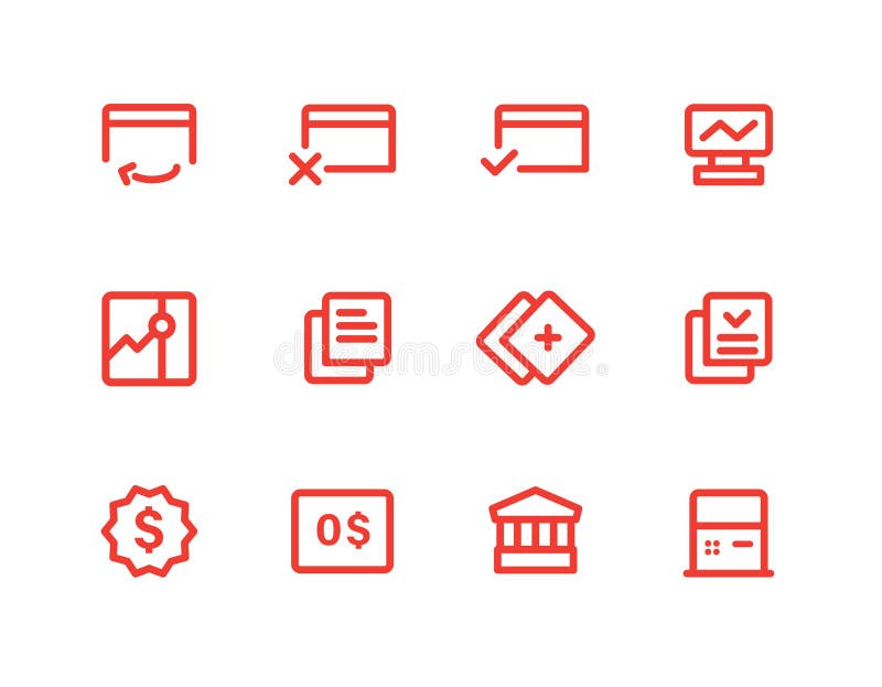 Minimalist Finance Icon Set in Red – Business, Banking, and Analytics ...