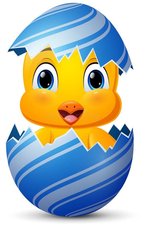 Cute chick in cracked egg stock illustration. Illustration of cute ...