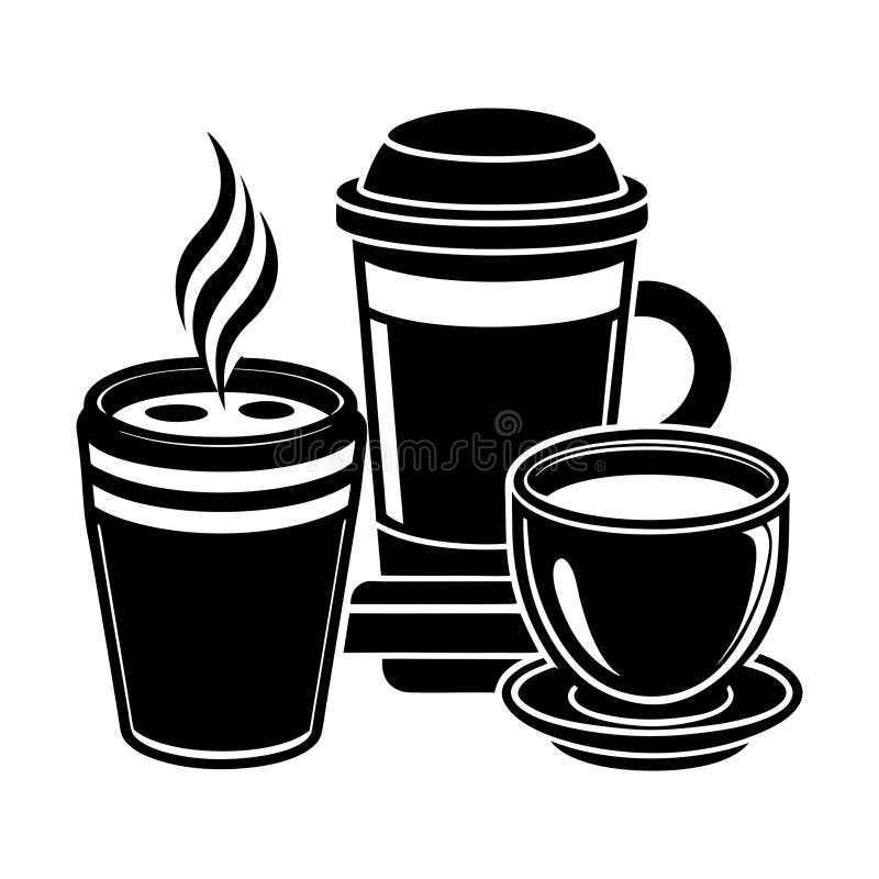 Coffee Cup Hot Drink Icon Image Vector Illustration Design Black and ...