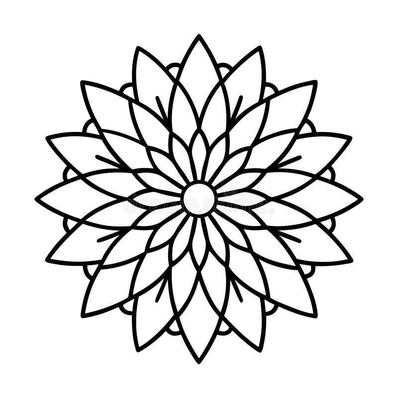 Floral Mandala Flower Icon Image Vector Illustration Design Black Line ...