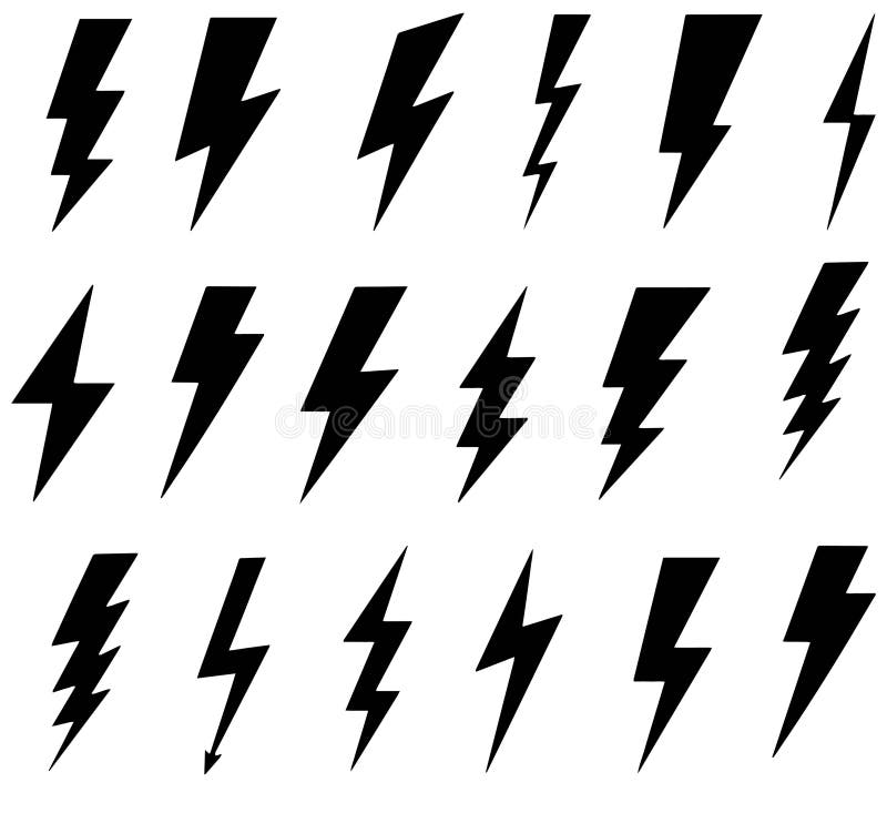 Lightning bolt icons set stock vector. Illustration of graphic - 364588393