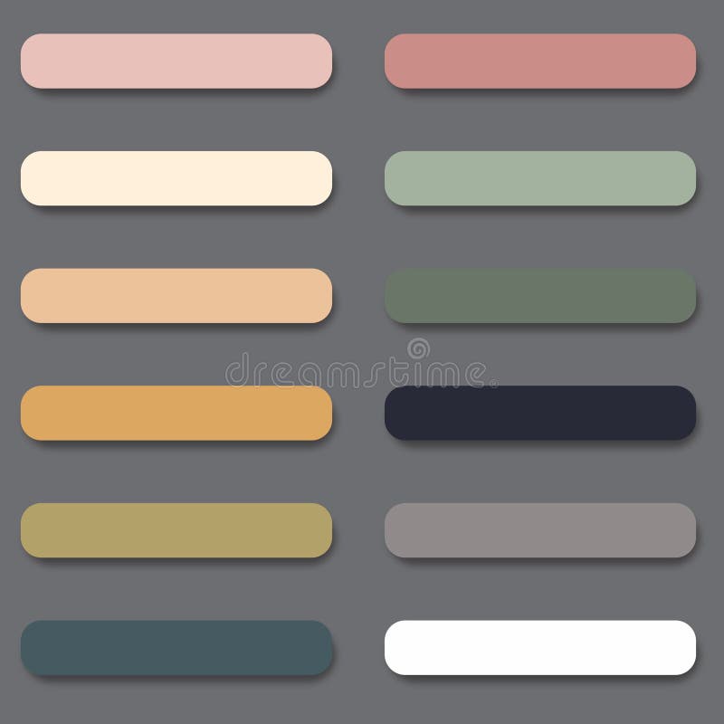 Neutral and Earthy Color Palette Swatches on Dark Background Stock ...